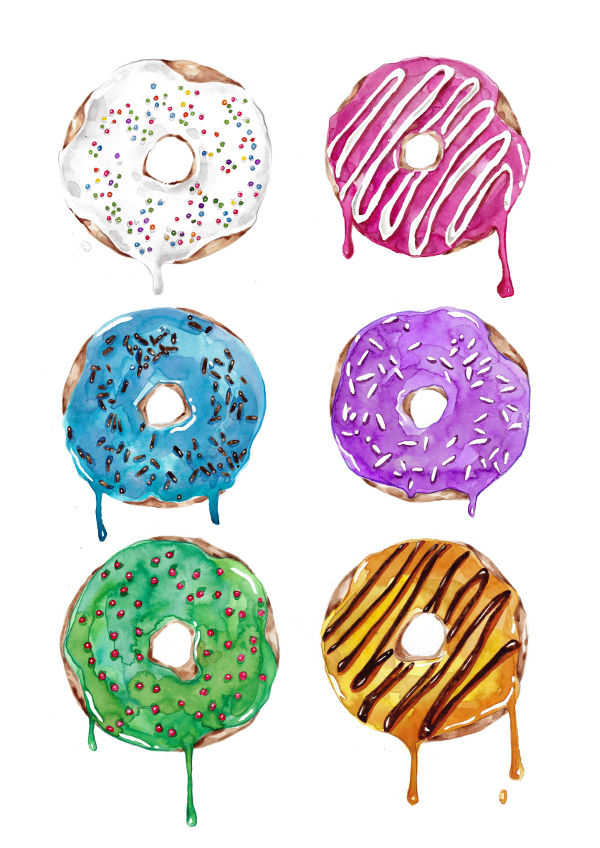 Donut 6 Pack - food & other - FionaClarkeART.co.nz