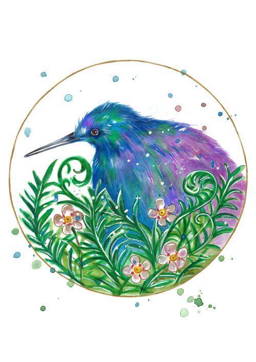 Kiwi Bird Loop - birds - FionaClarkeART.co.nz