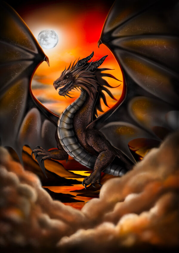 Fire Dragon - fantasy - FionaClarkeART.co.nz