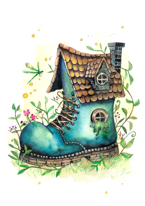 Boot House - fantasy - FionaClarkeART.co.nz