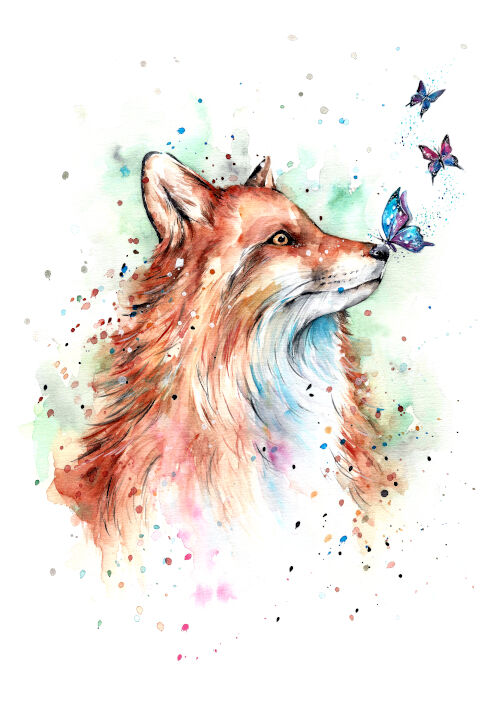 Woodland Fox - animals - FionaClarkeART.co.nz