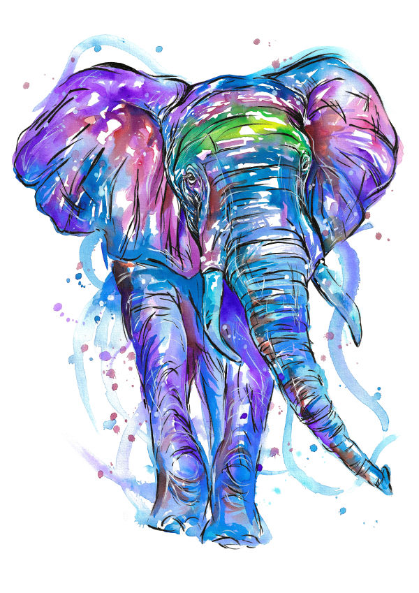 Spirit Elephant - animals - FionaClarkeART.co.nz