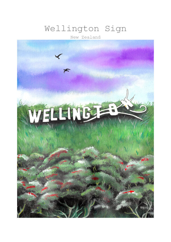 Wellington Sign - NZ Places - FionaClarkeART.co.nz